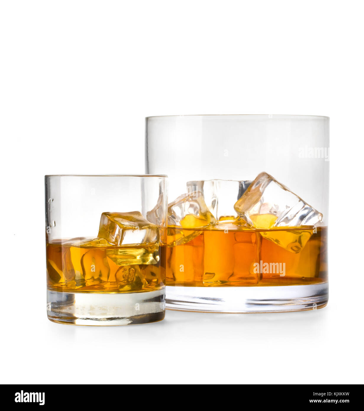 two Glasses of whiskey, isolated on white background Stock Photo - Alamy