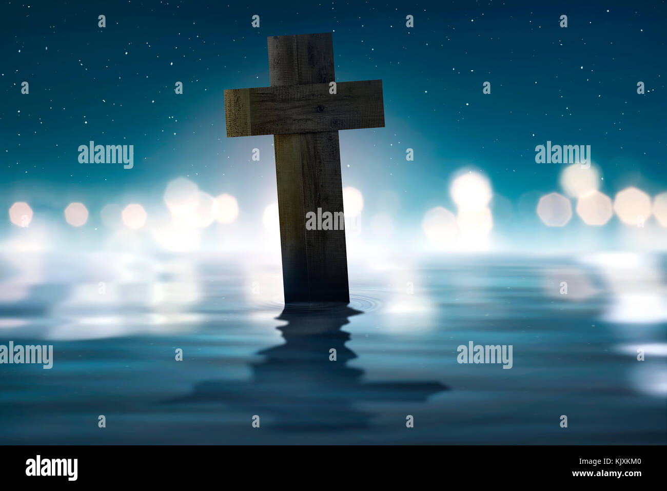 Christian cross at night hi-res stock photography and images - Alamy