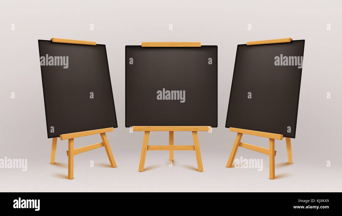 Set black wooden chalkboard Stock Vector Images - Alamy