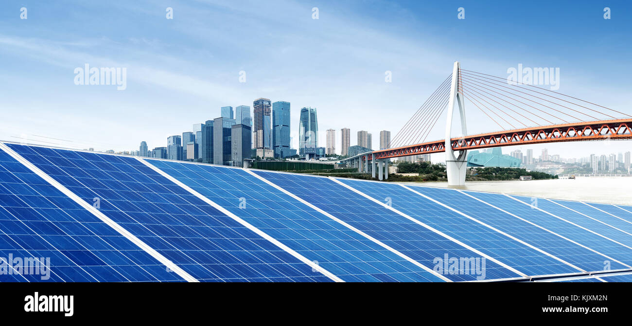 Photovoltaic and modern city skyline, China Chongqing Stock Photo - Alamy
