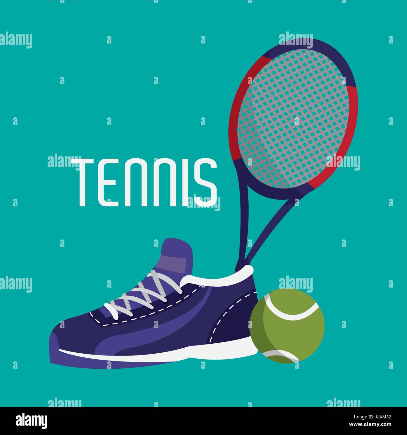 tennis racket with ball and sneaker objects Stock Vector Image & Art ...