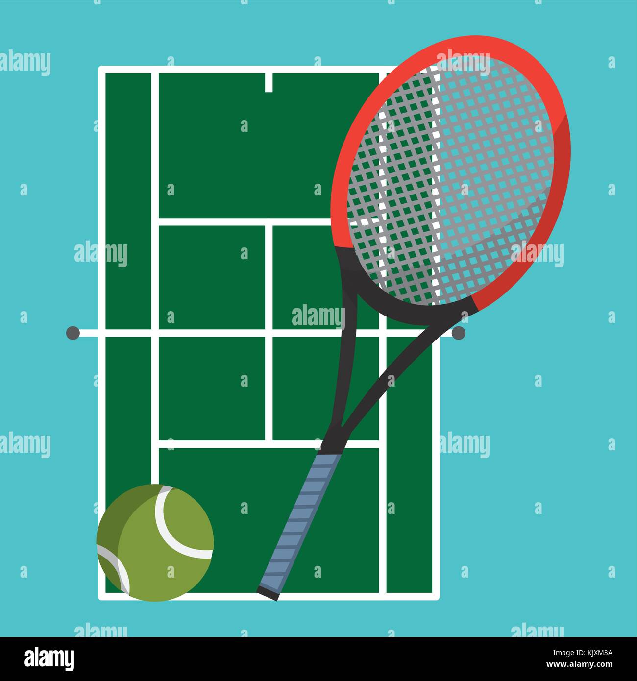 tennis court with racket and ball objects Stock Vector Image & Art - Alamy