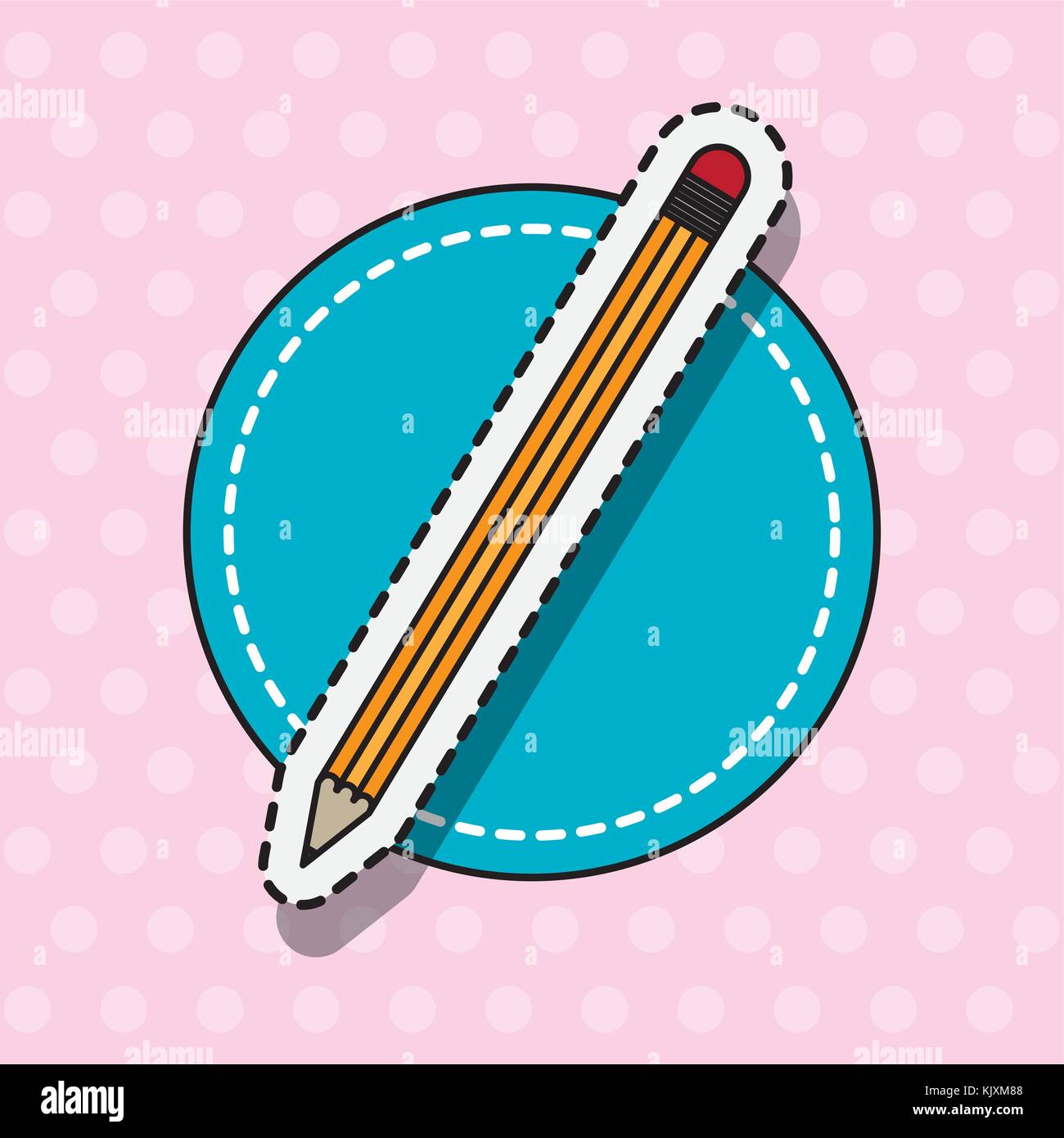 pencil education school tool patch sticker Stock Vector Image & Art - Alamy