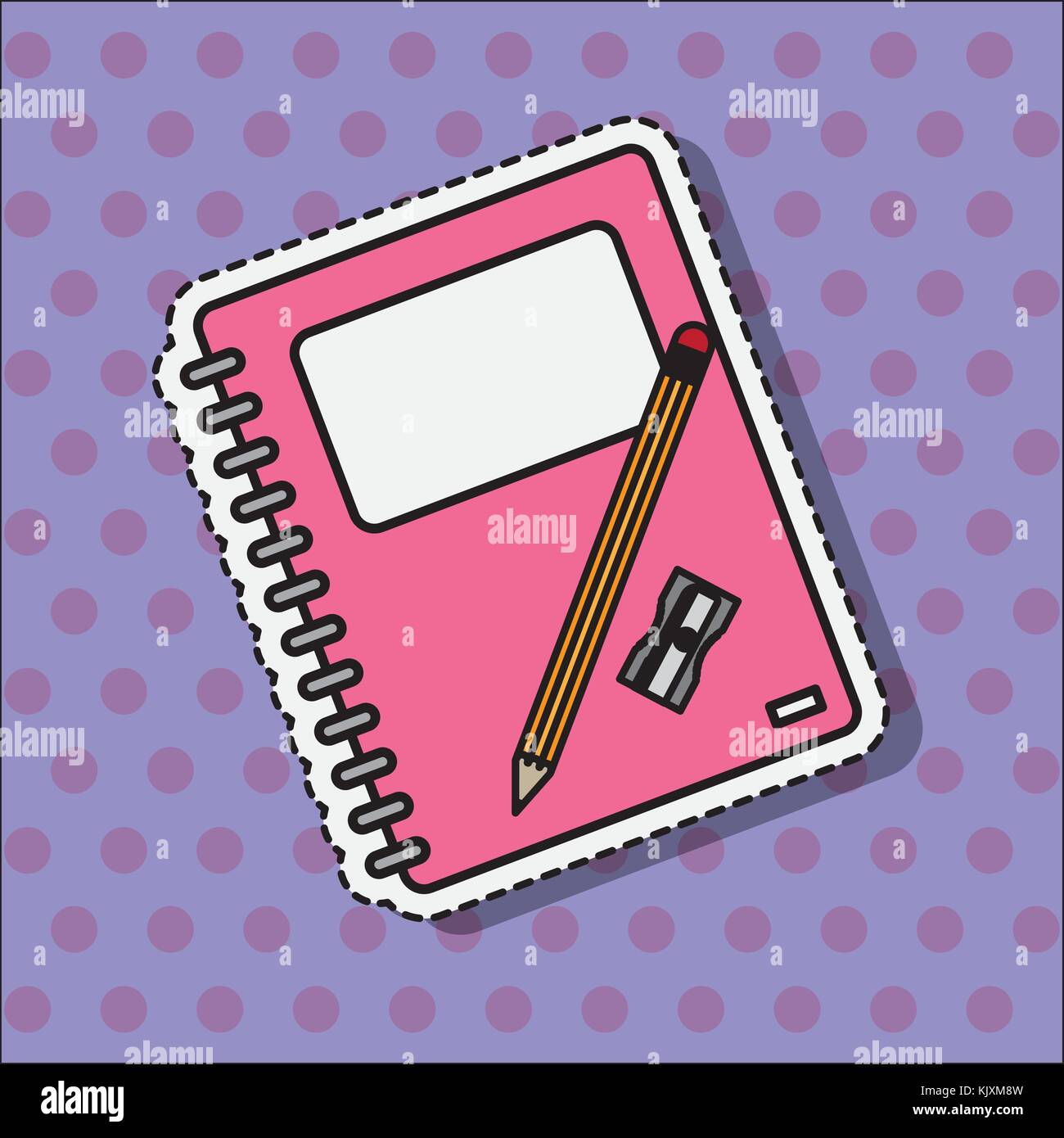 notebook with pencil and sharpener tools patches sticker Stock Vector ...