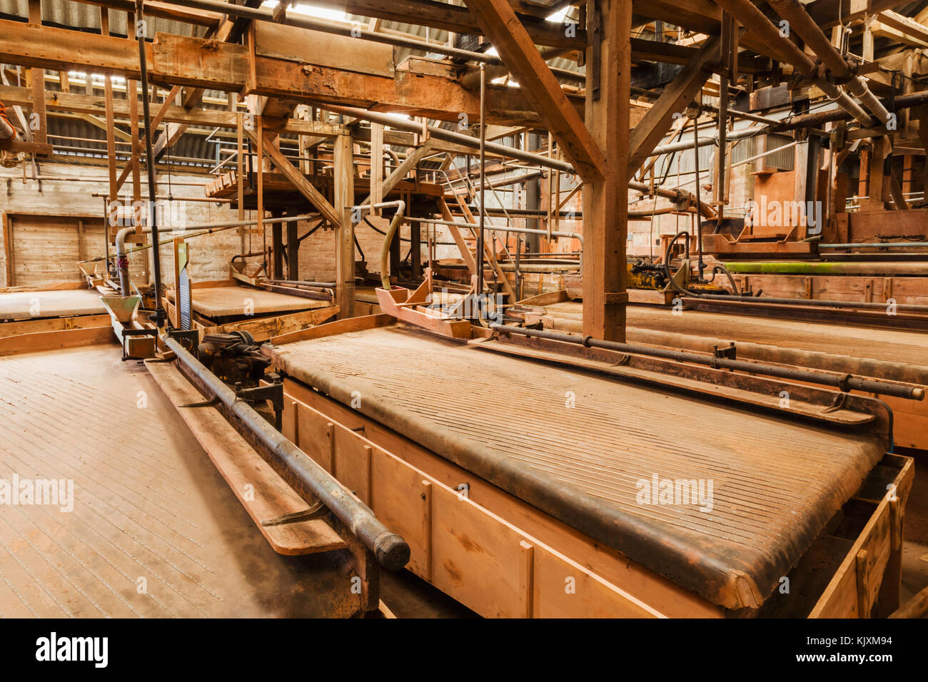 England, Cornwall, Geevor Tin Mine, The Mill, Shaking Tables Stock ...