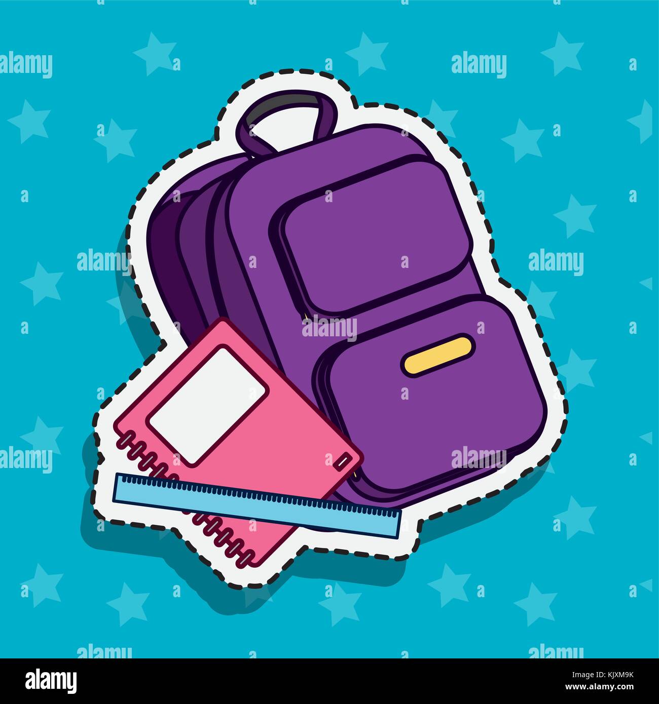 backpack with notebook and ruler patches tool Stock Vector Image & Art ...