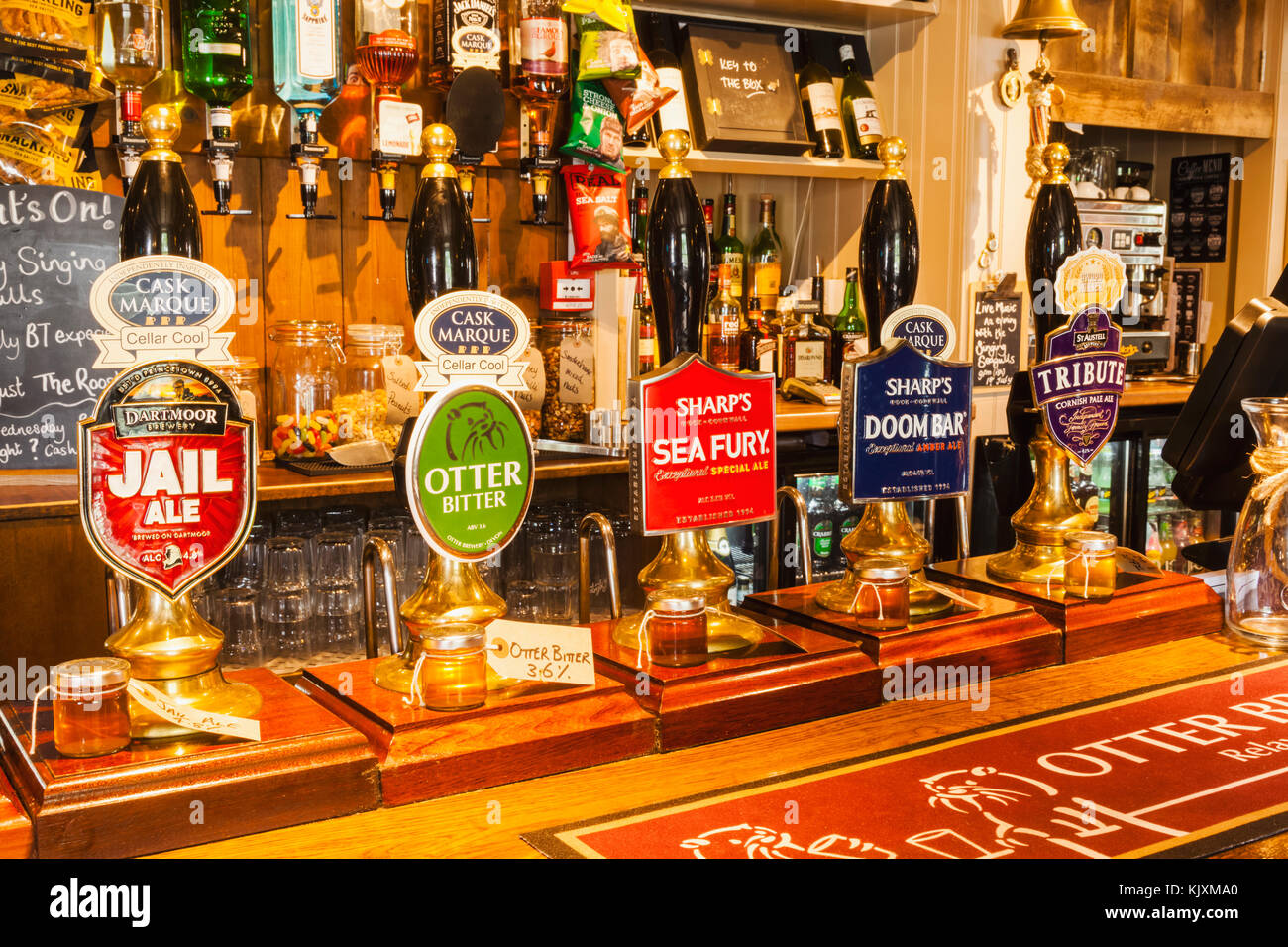 England, Cornwall, Pub Beer Pump Handles Stock Photo - Alamy