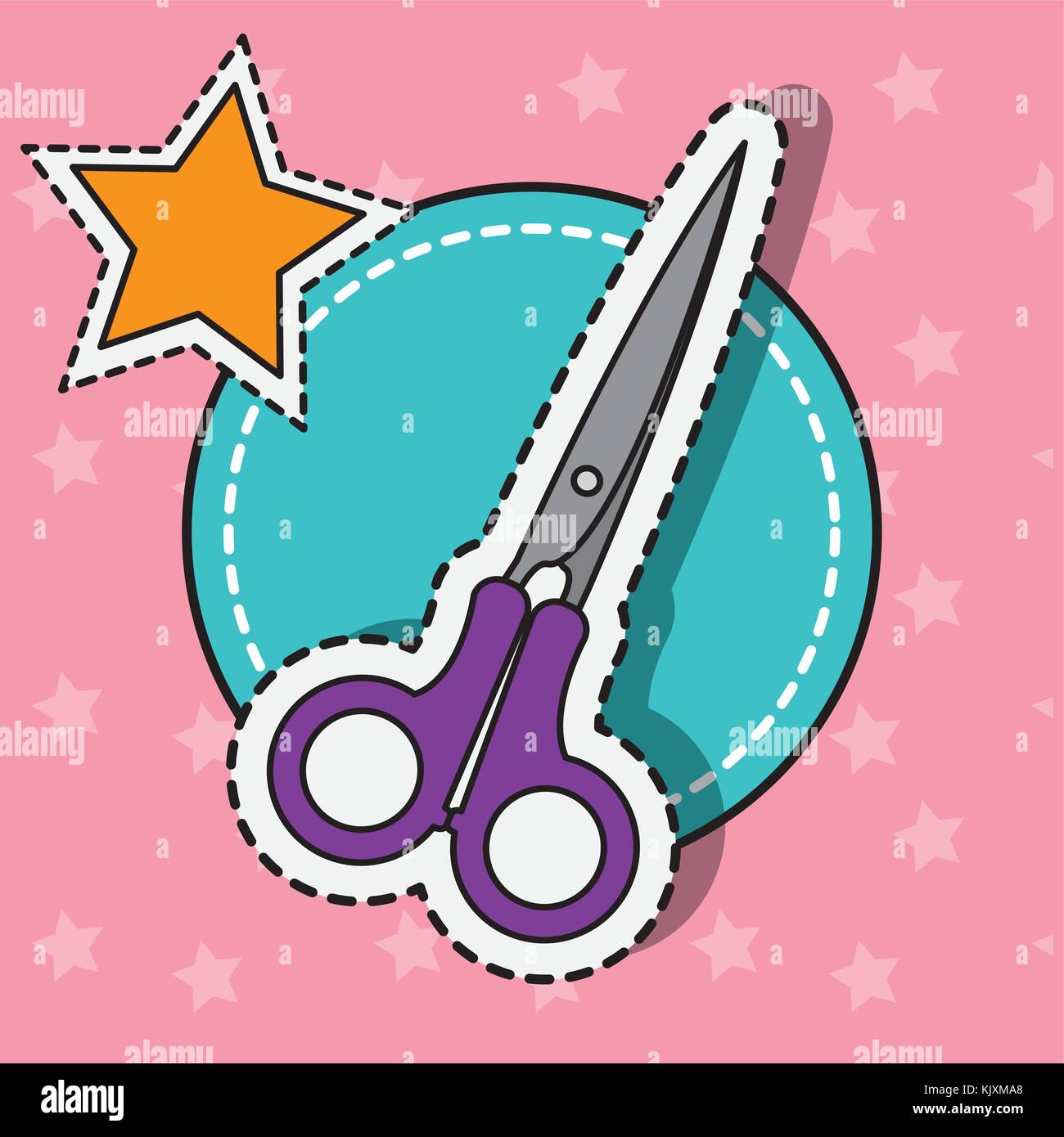 scissors school education tool patches sticker Stock Vector Image & Art ...