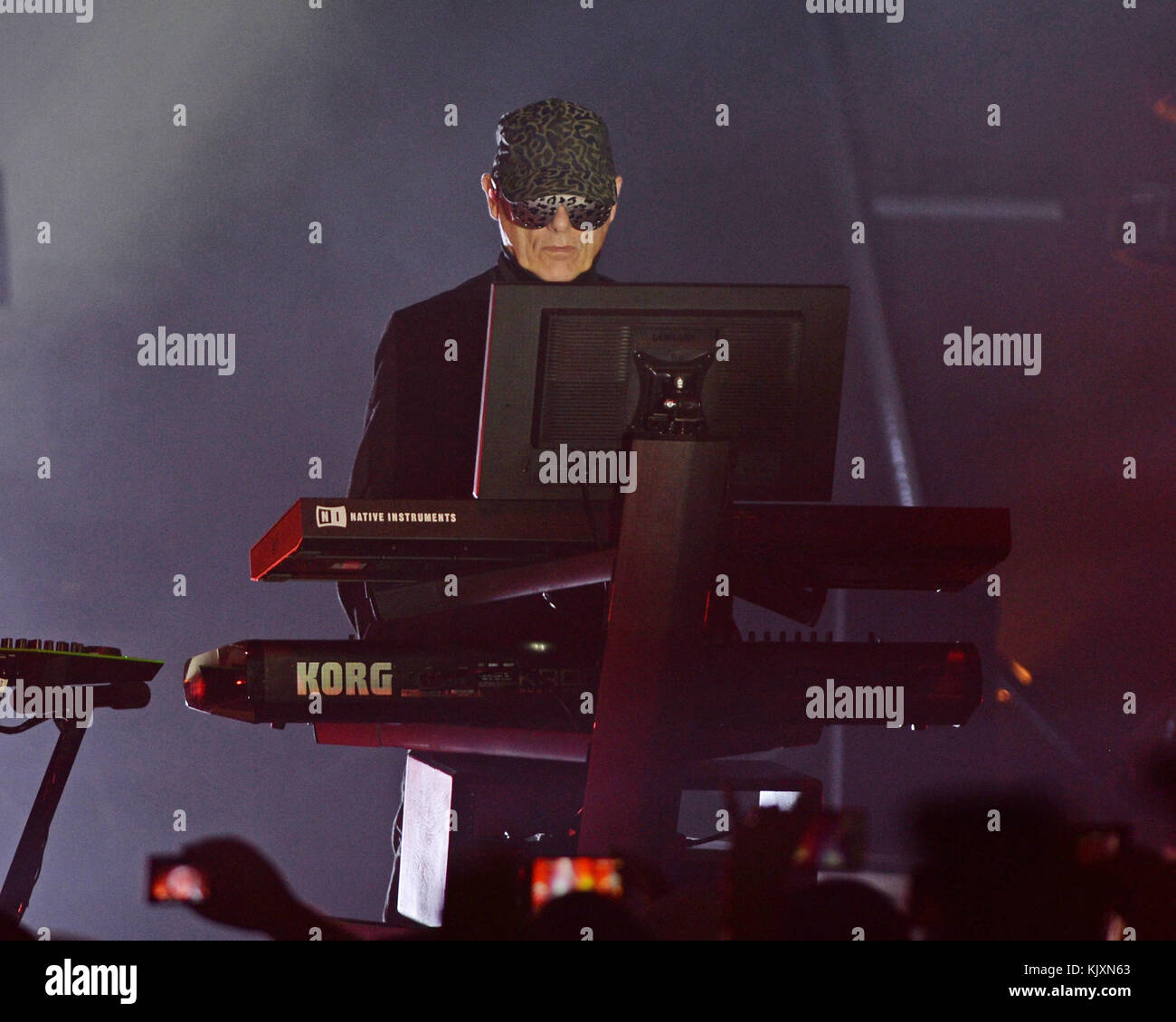 MIAMI BEACH, FL - NOVEMBER 16: Chris Lowe of Pet Shop Boys performs at ...