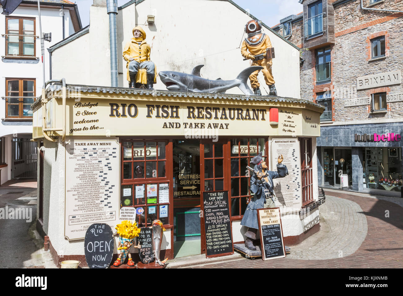 England, Devon, Brixham, Brixham Harbour, Fish Restaurant Stock Photo ...