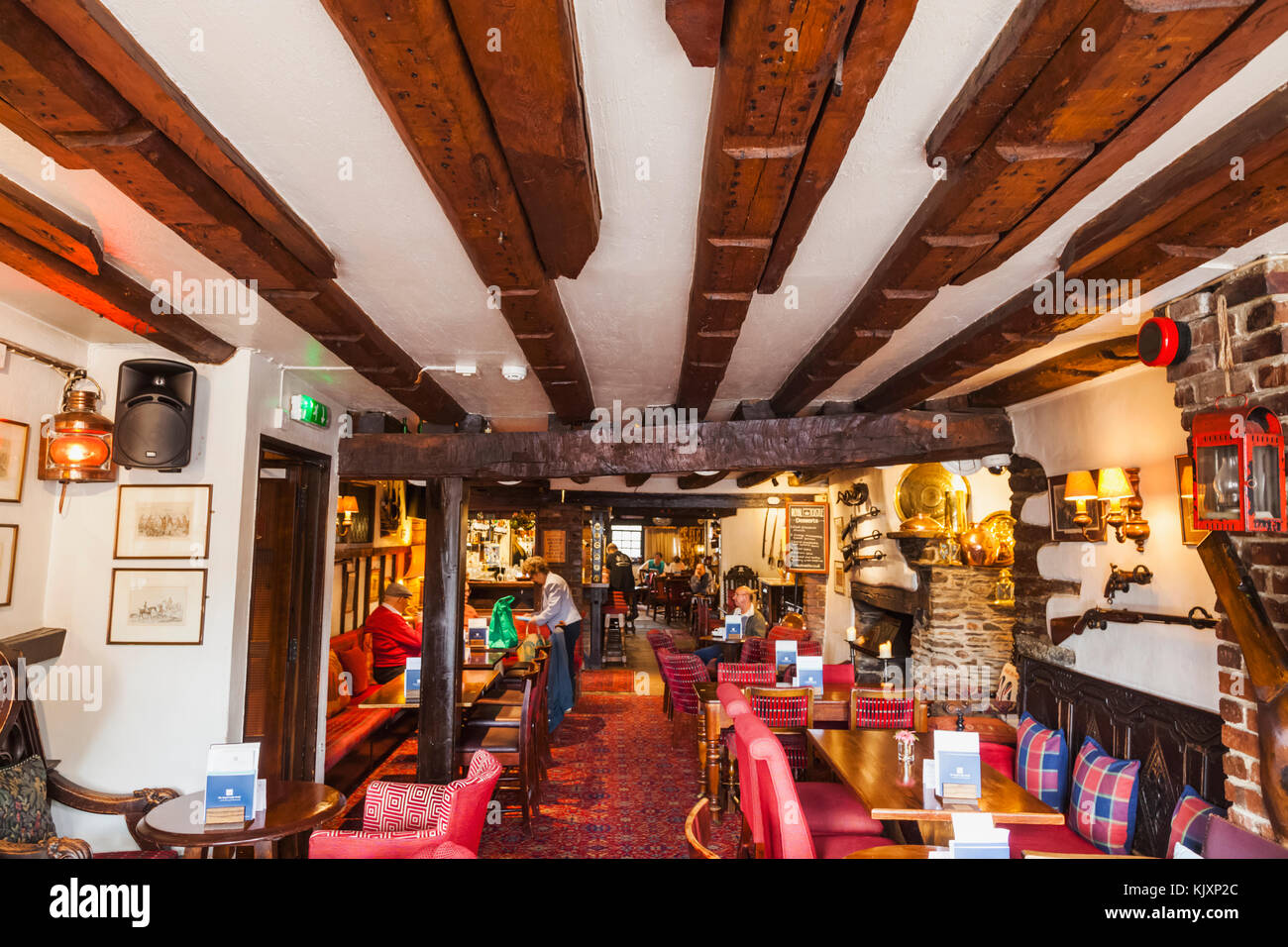 England, Devon, Dartmouth, Bar in the Royal Castle Hotel Stock Photo ...