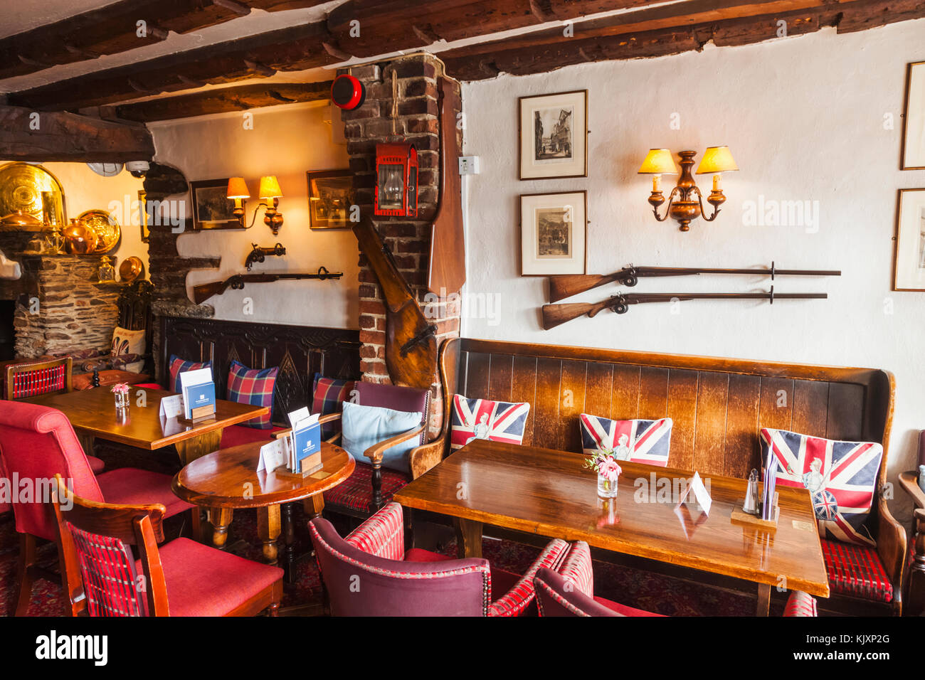 England, Devon, Dartmouth, Bar in the Royal Castle Hotel Stock Photo ...