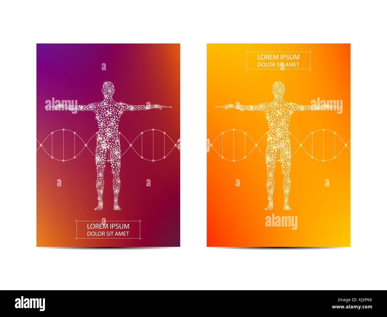 Cover or poster design with human body, scientific and technological ...