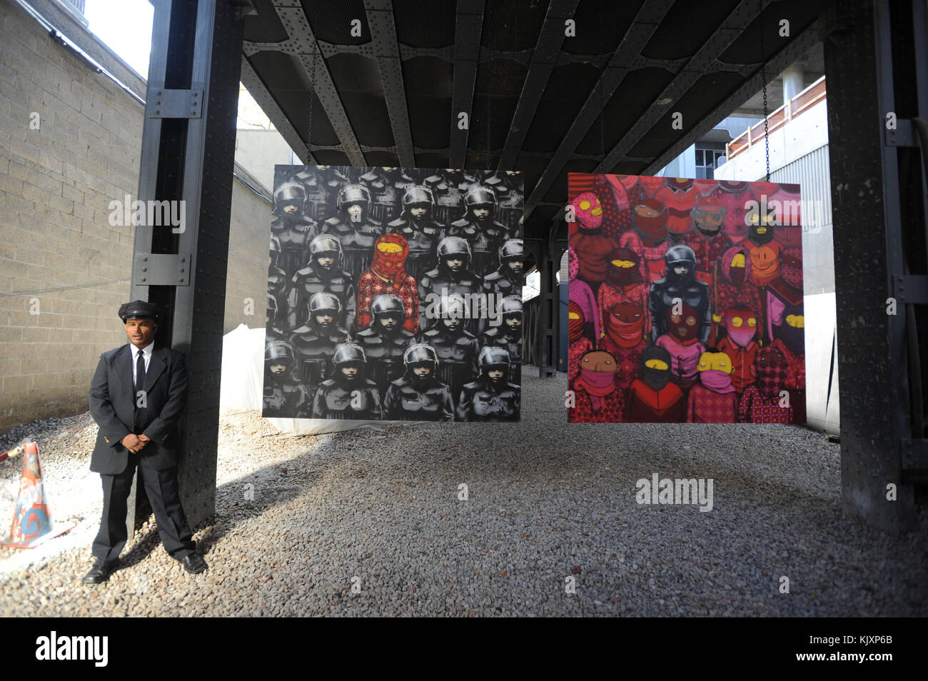 NEW YORK, NY - OCTOBER 18: Banksy's latest art work in the Chelsea ...
