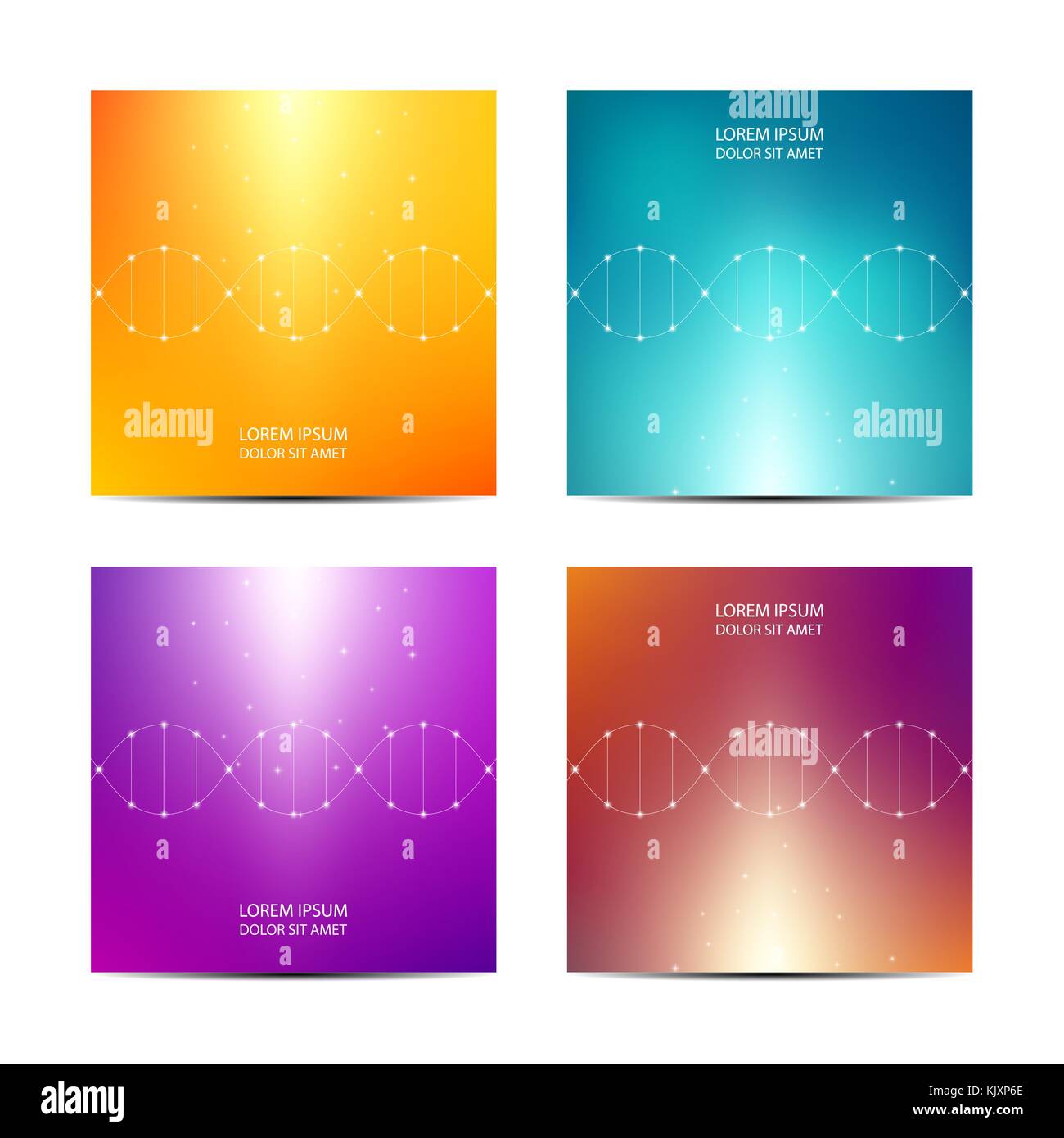 Square covers template with dna molecule background, vector ...
