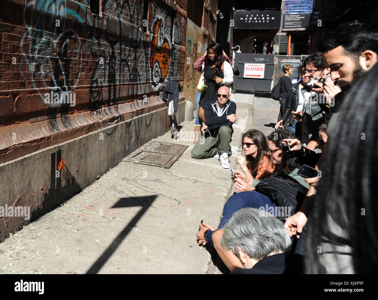 NEW YORK, NY - OCTOBER 16: The latest work from street artist Bansky ...