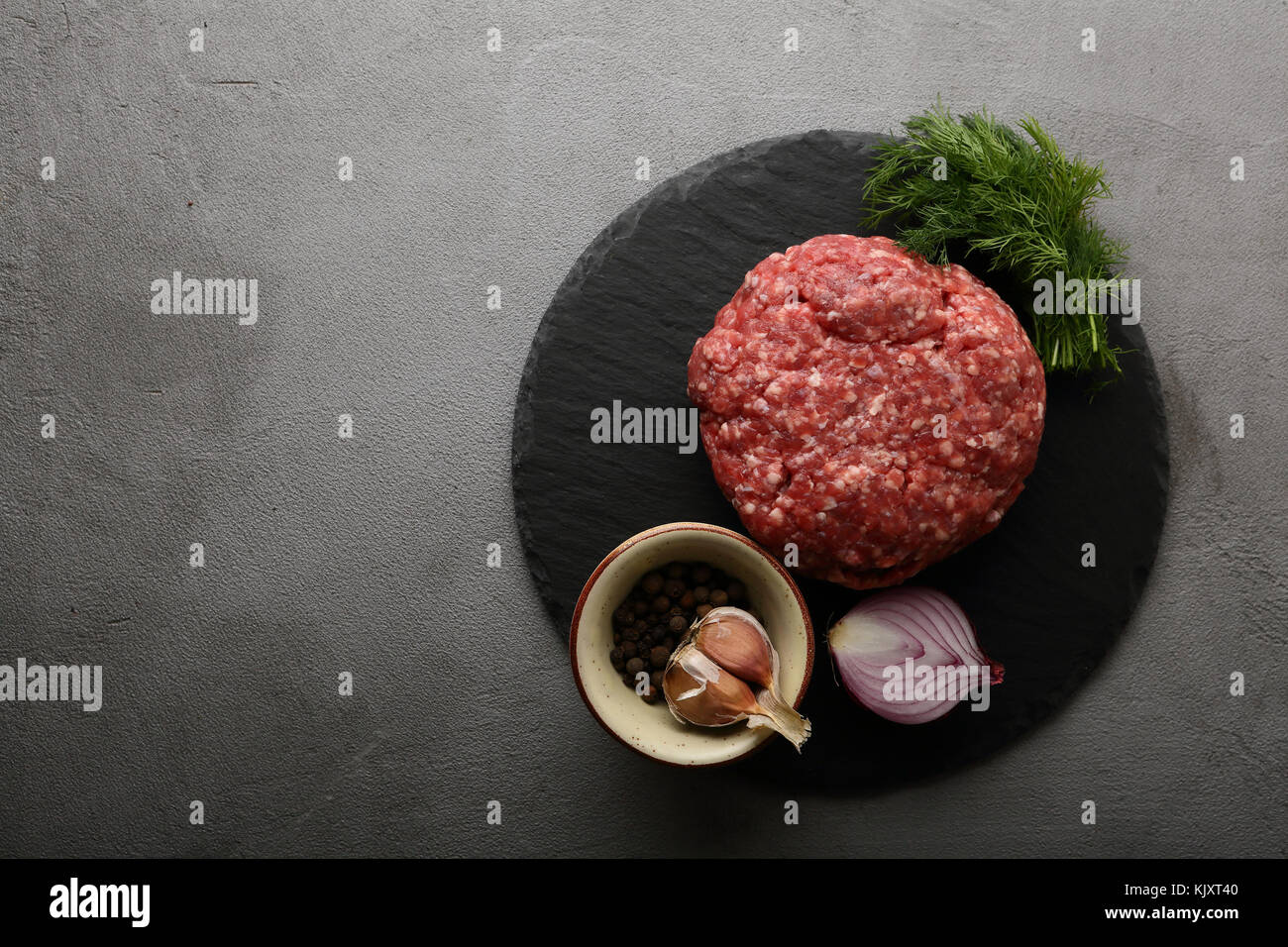 Fresh minced meat on slate, food above Stock Photo - Alamy