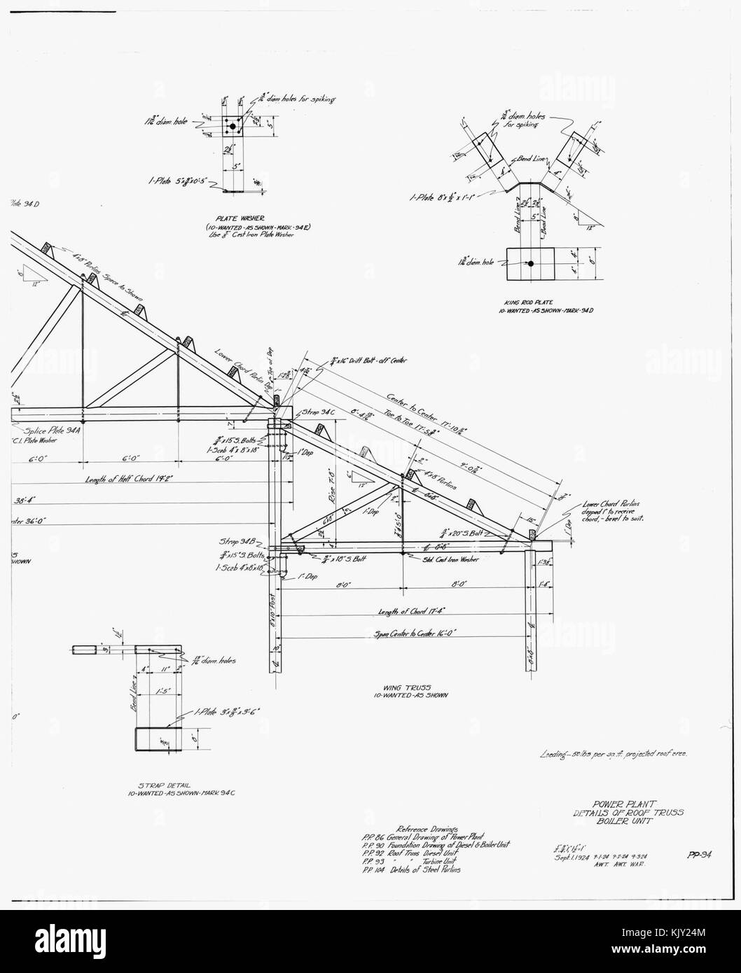 30. PHOTOCOPY OF DRAWING OF POWER PLANT, DETAILS OF ROOF TRUSS, BOILER ...