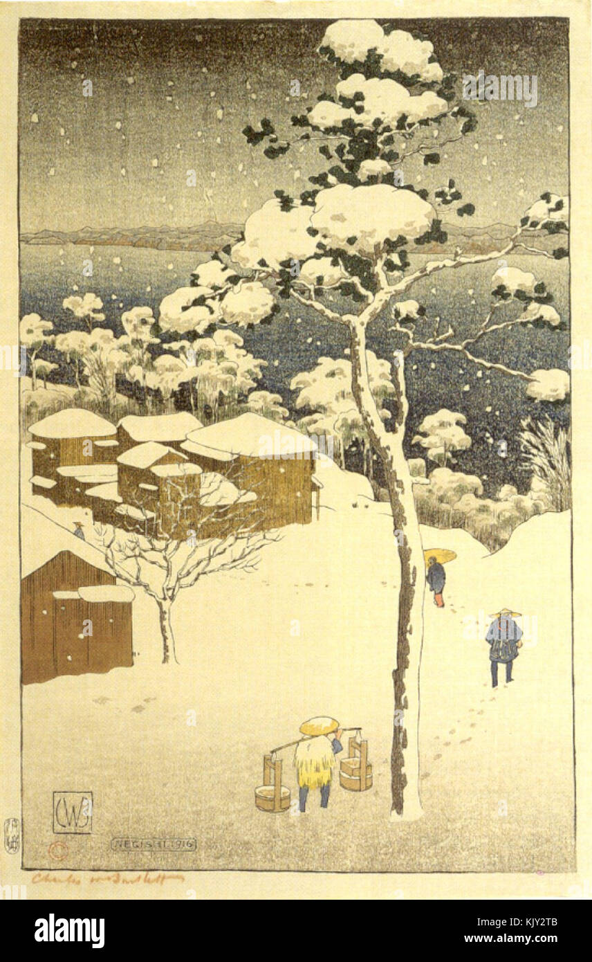 'Negishi Japan , woodblock print by Charles W. Bartlett, 1916, Honolulu ...