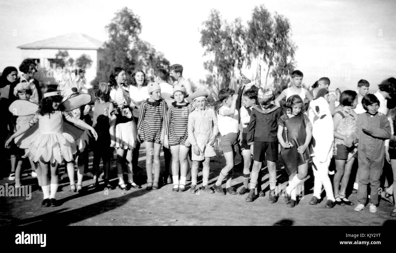 Elementary students in costumes for Purim parade at the Hebrew Reali ...