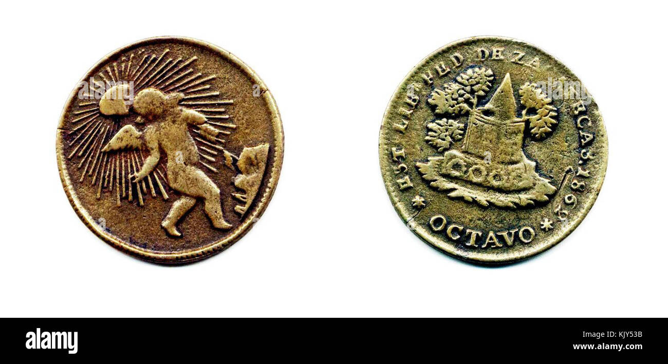 Octavilla del Estado de Zacatecas de 1842 (anverso y reverso Stock ...