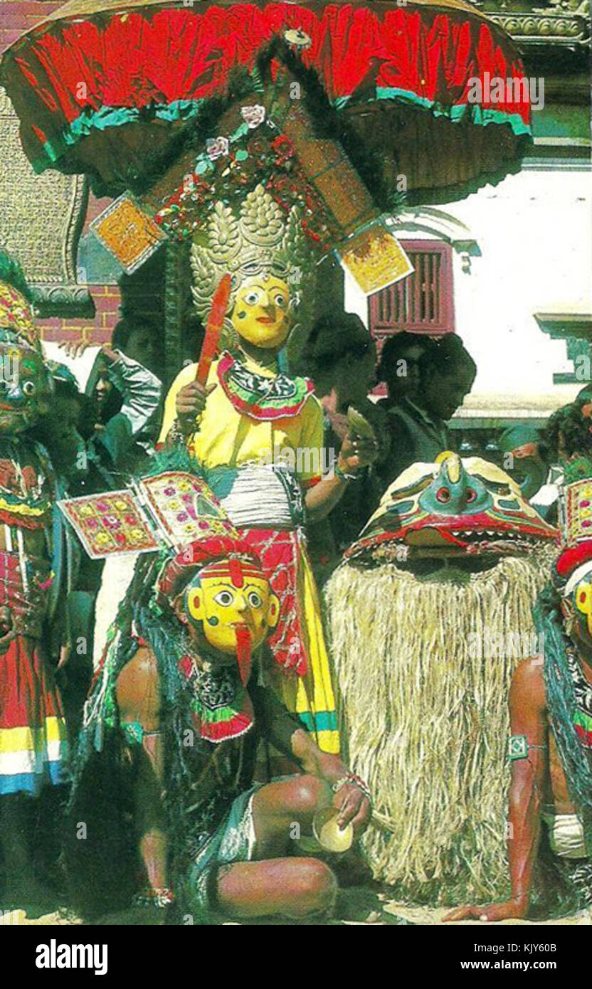 Sacred masked dancers Stock Photo - Alamy