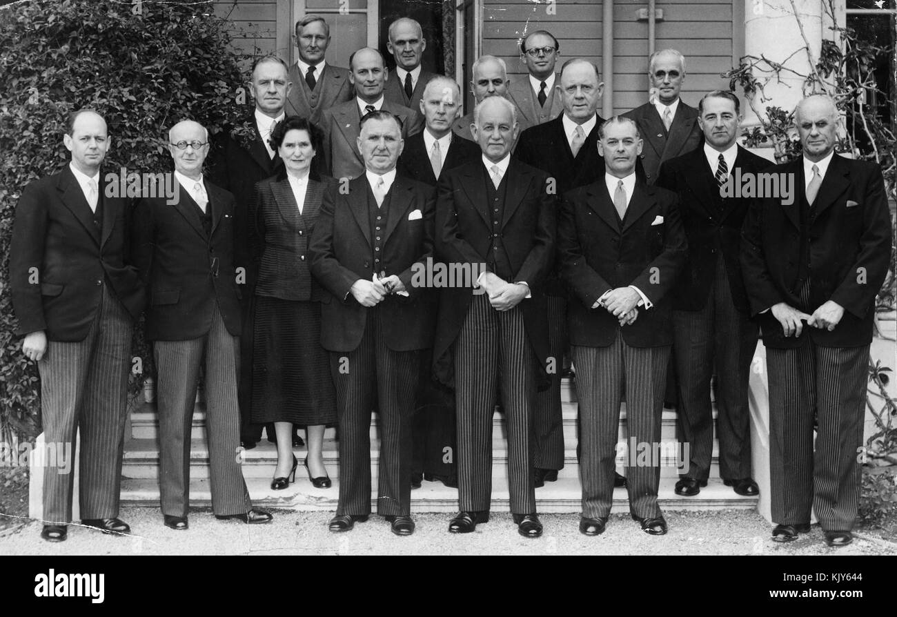 This cabinet meeting from 1954 includes the Governor General, likely ...