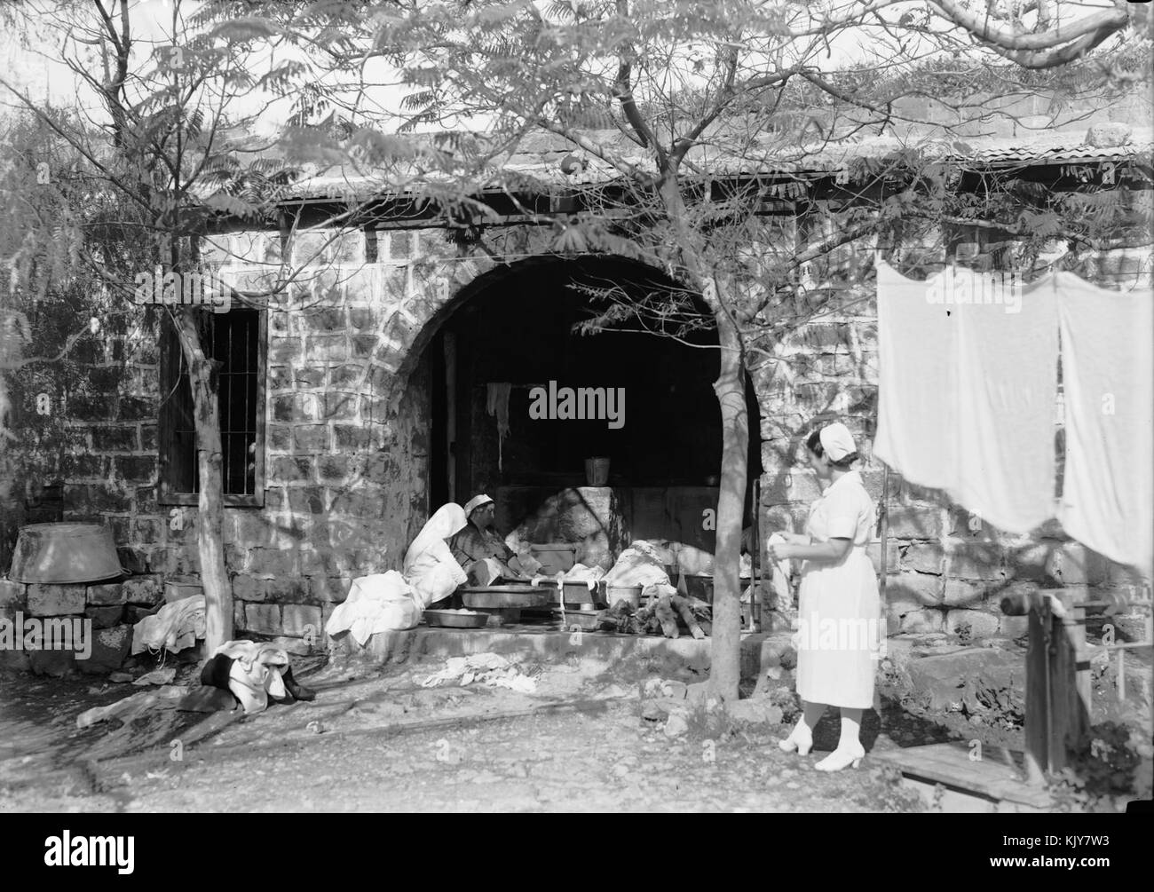 Scots Mission Hospital, Tiberias. The hospital wash house. 1934 1939. Matson Stock Photo - Alamy