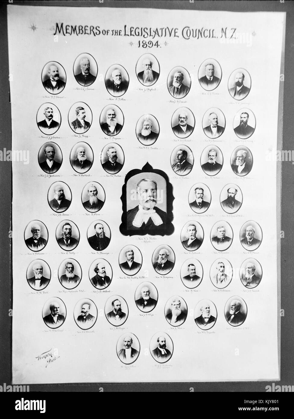 This image from 1894 shows members of the New Zealand Legislative ...