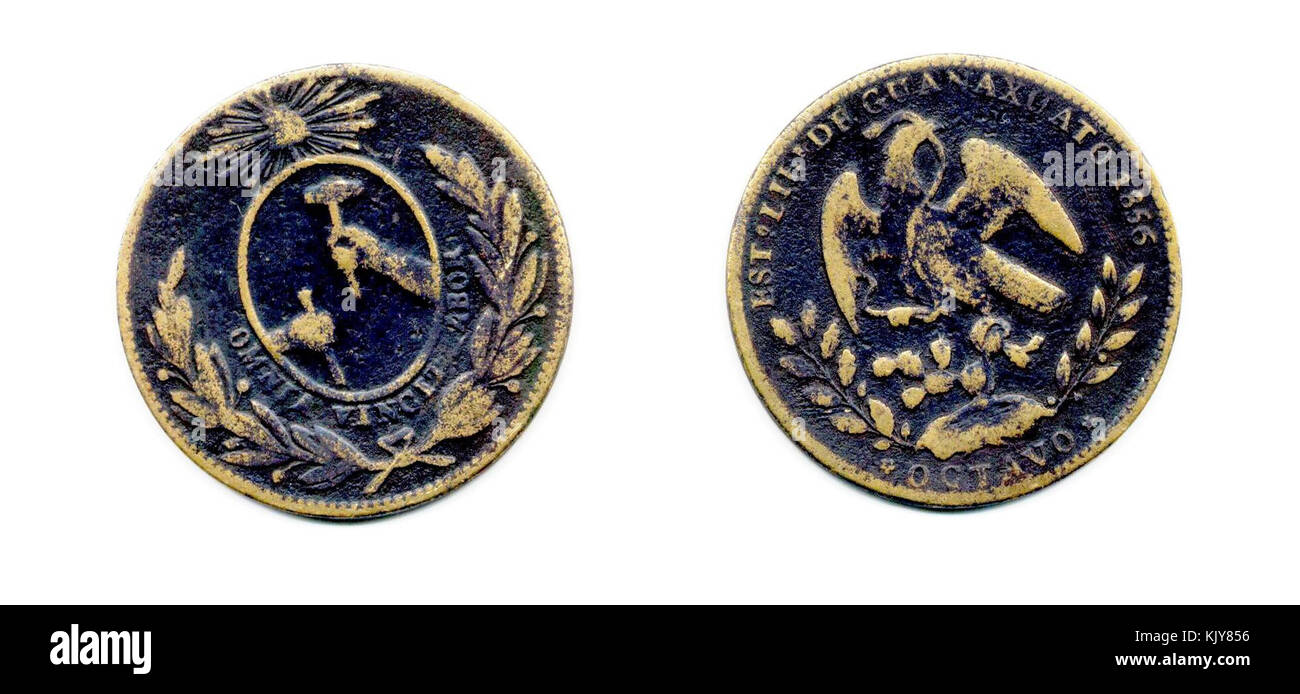 Octavilla del Estado de Guanajuato de 1856 (anverso y reverso Stock ...