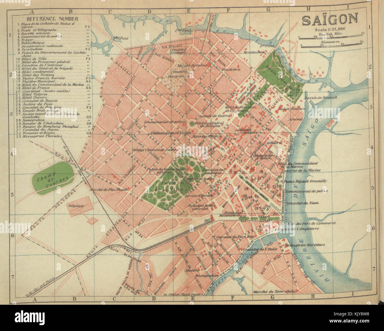 Saigon map 1920 Stock Photo - Alamy