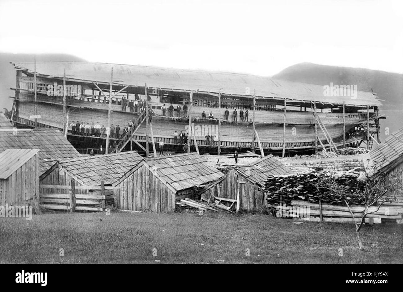 An image of Skaalurens Shipyard in 1901, capturing the shipbuilding ...