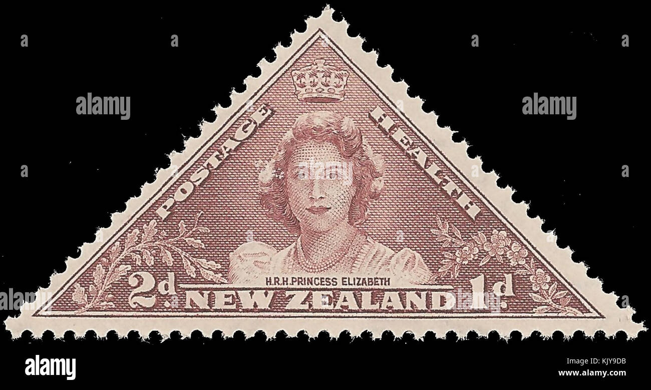 Timbre NZ Elizabeth triangle 1943 Stock Photo - Alamy