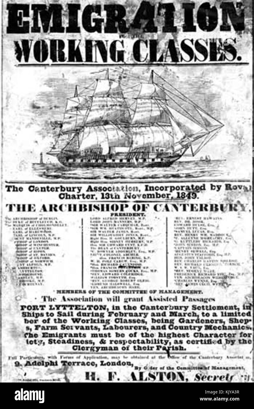 Canterbury Association poster Stock Photo - Alamy