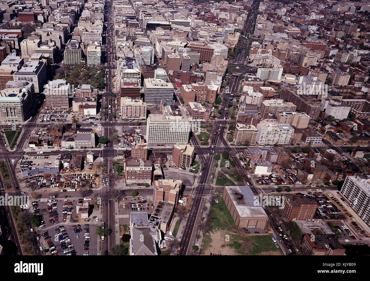 This aerial photograph of downtown Washington, D.C., offers a bird's ...