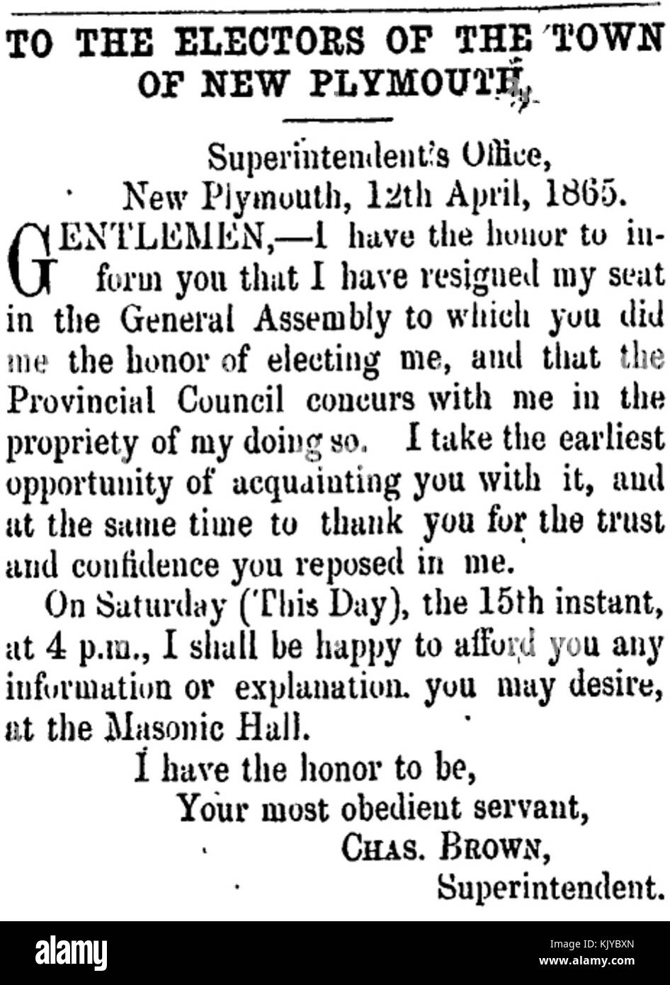 The resignation of Brown on April 15, 1865, marked a pivotal moment in ...