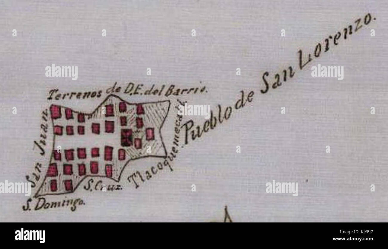 1897 San Lorenzo closeup on Tacubaya map Stock Photo - Alamy