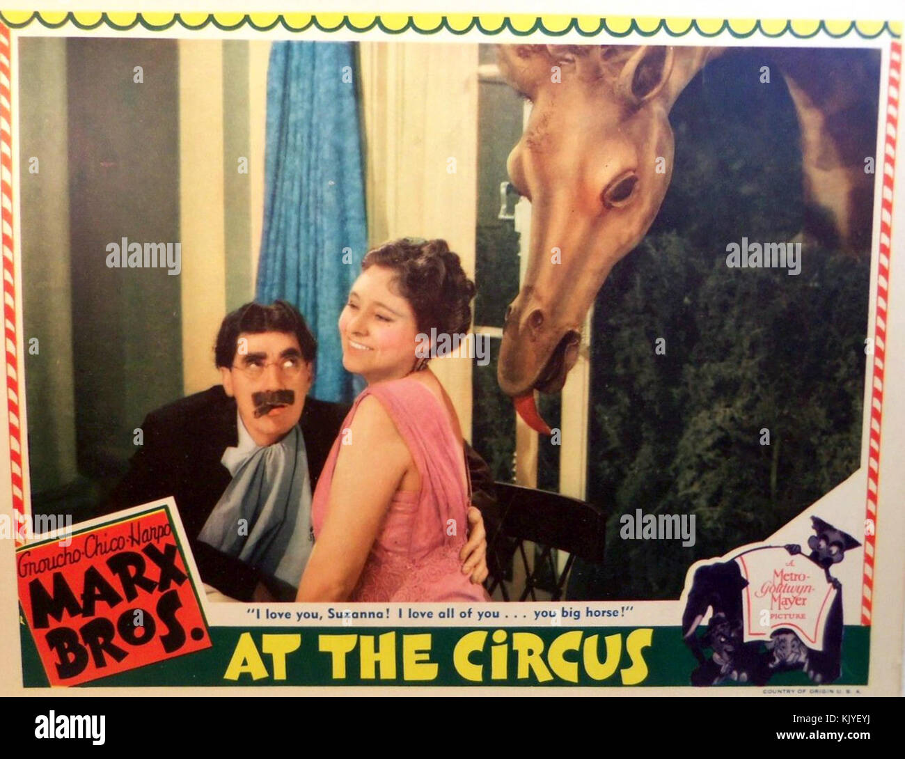 The 1939 lobby card for the film 'At the Circus' featuring the Marx ...