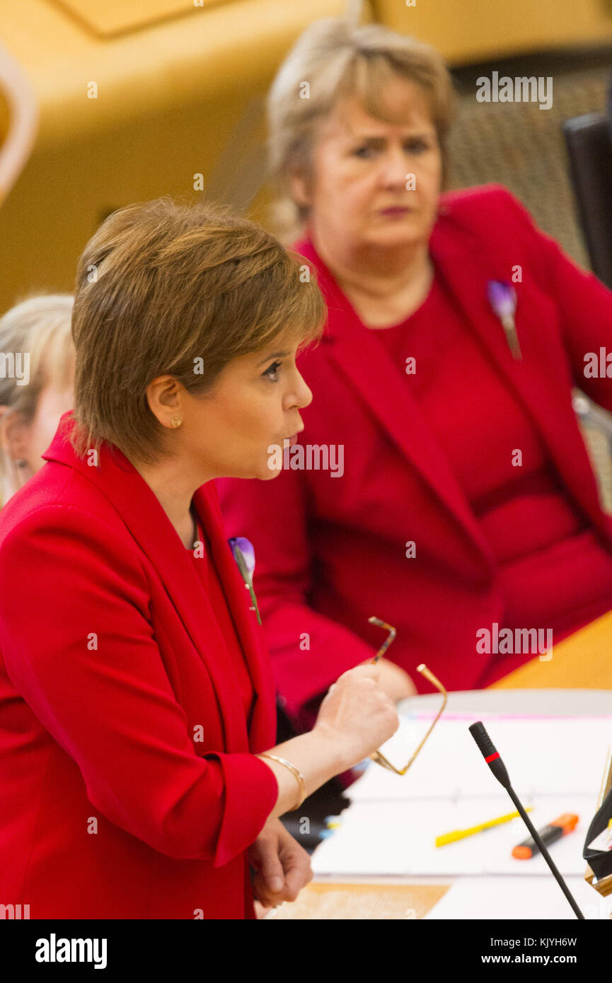 The First Minister Nicola Sturgeon and Roseanna Cunningham both wear ...
