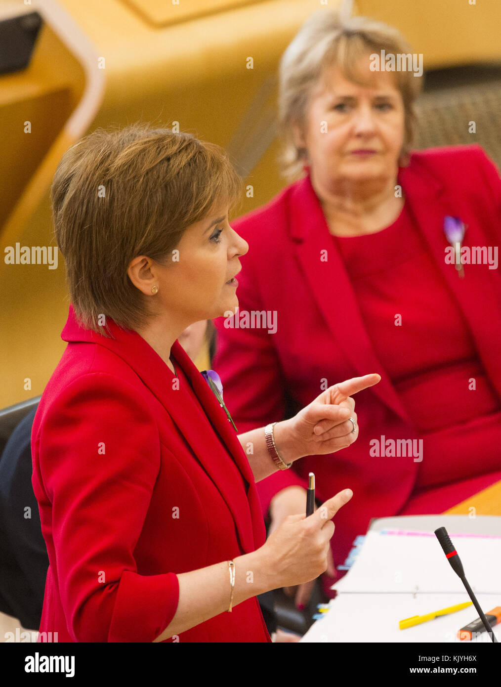 The First Minister Nicola Sturgeon and Roseanna Cunningham both wear ...