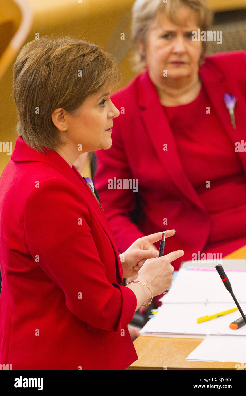 The First Minister Nicola Sturgeon and Roseanna Cunningham both wear ...