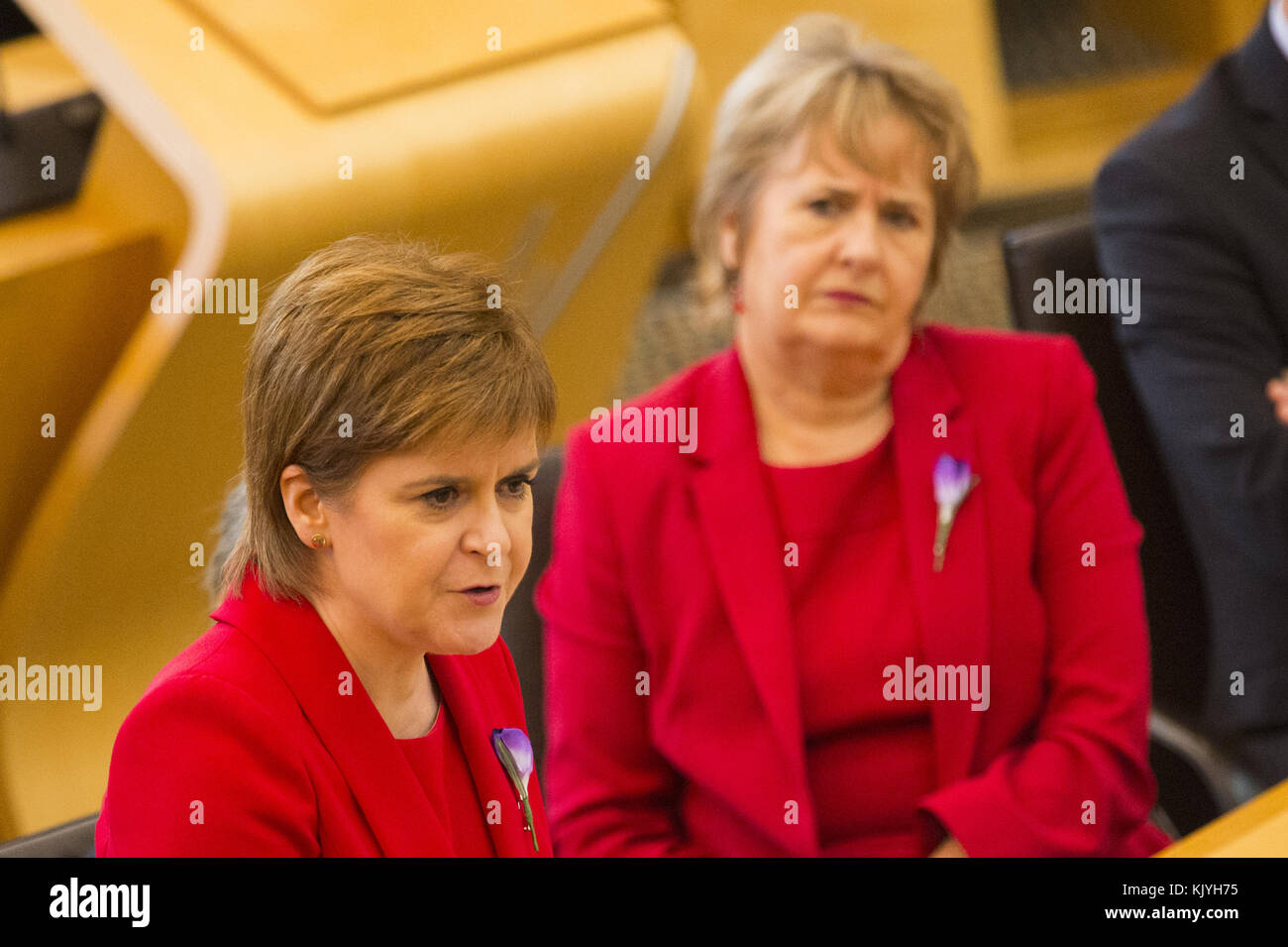 The First Minister Nicola Sturgeon and Roseanna Cunningham both wear ...