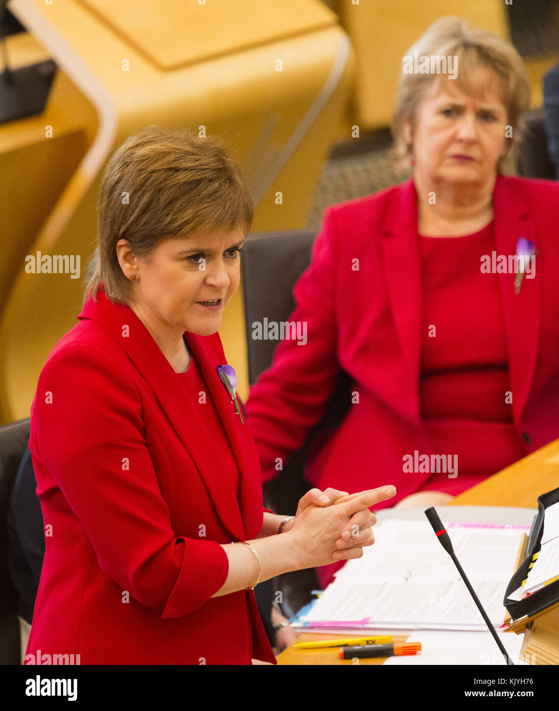 The First Minister Nicola Sturgeon and Roseanna Cunningham both wear ...