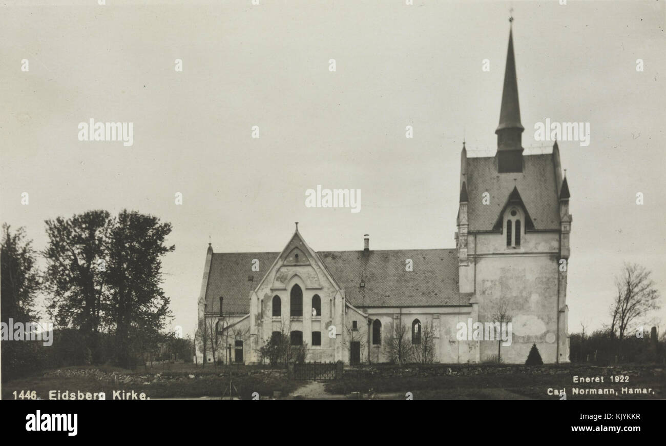 Eidsberg Kirke, old BW1 Stock Photo - Alamy