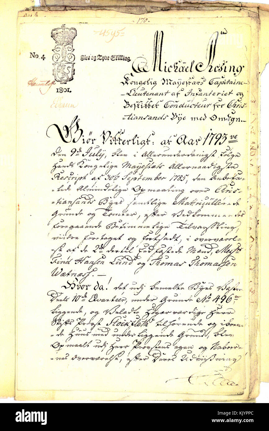 A historical document dated 1801, containing a text written by Rosing ...
