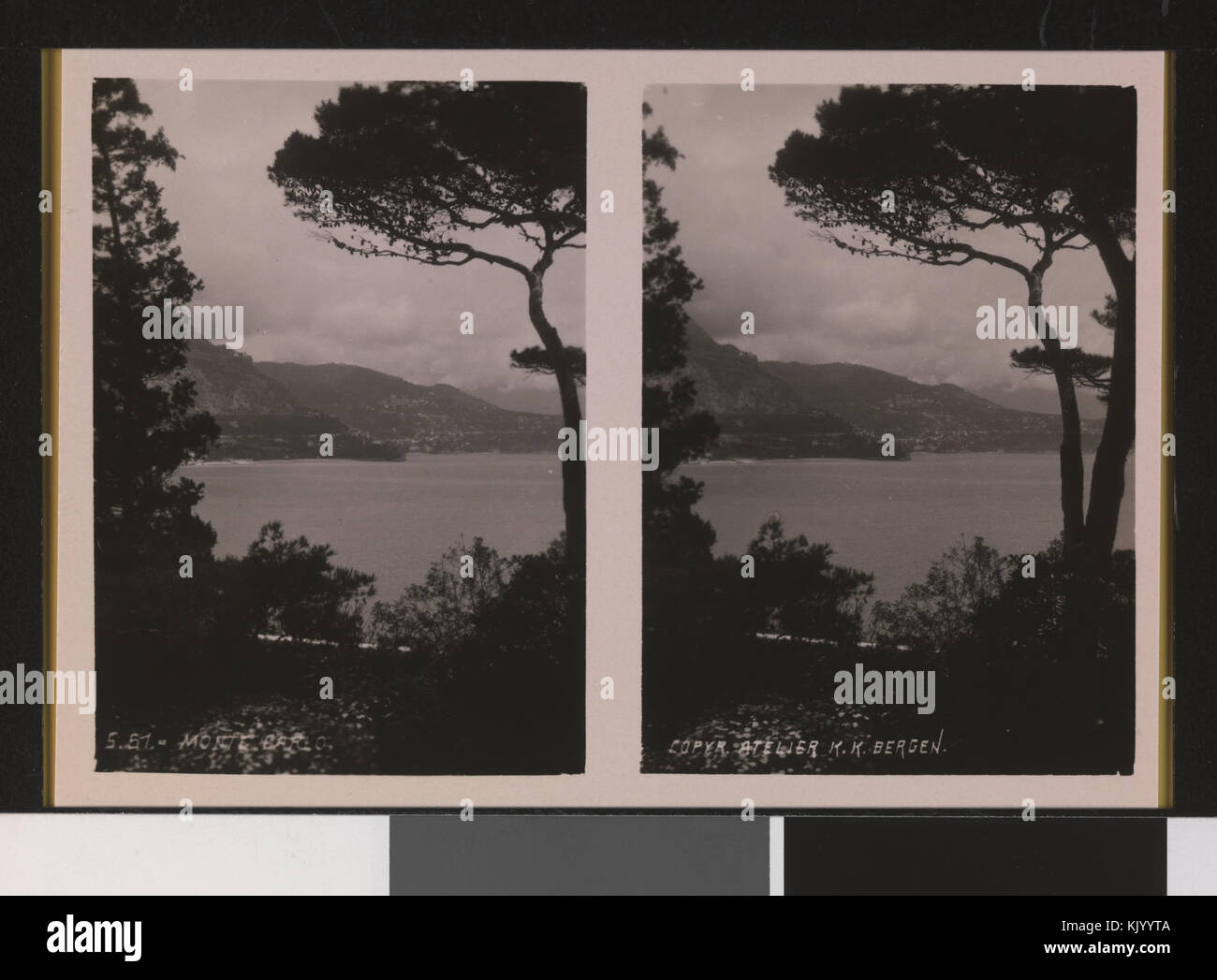 This stereoscopic photograph captures a scenic view of Monte Carlo ...