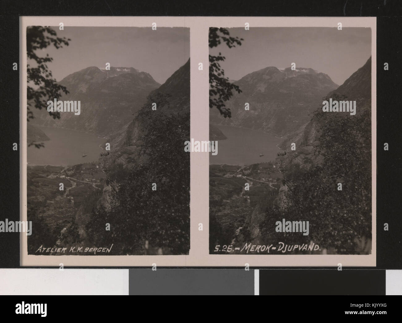 A stereophotograph showing Merok Djupvand, a location captured in a ...