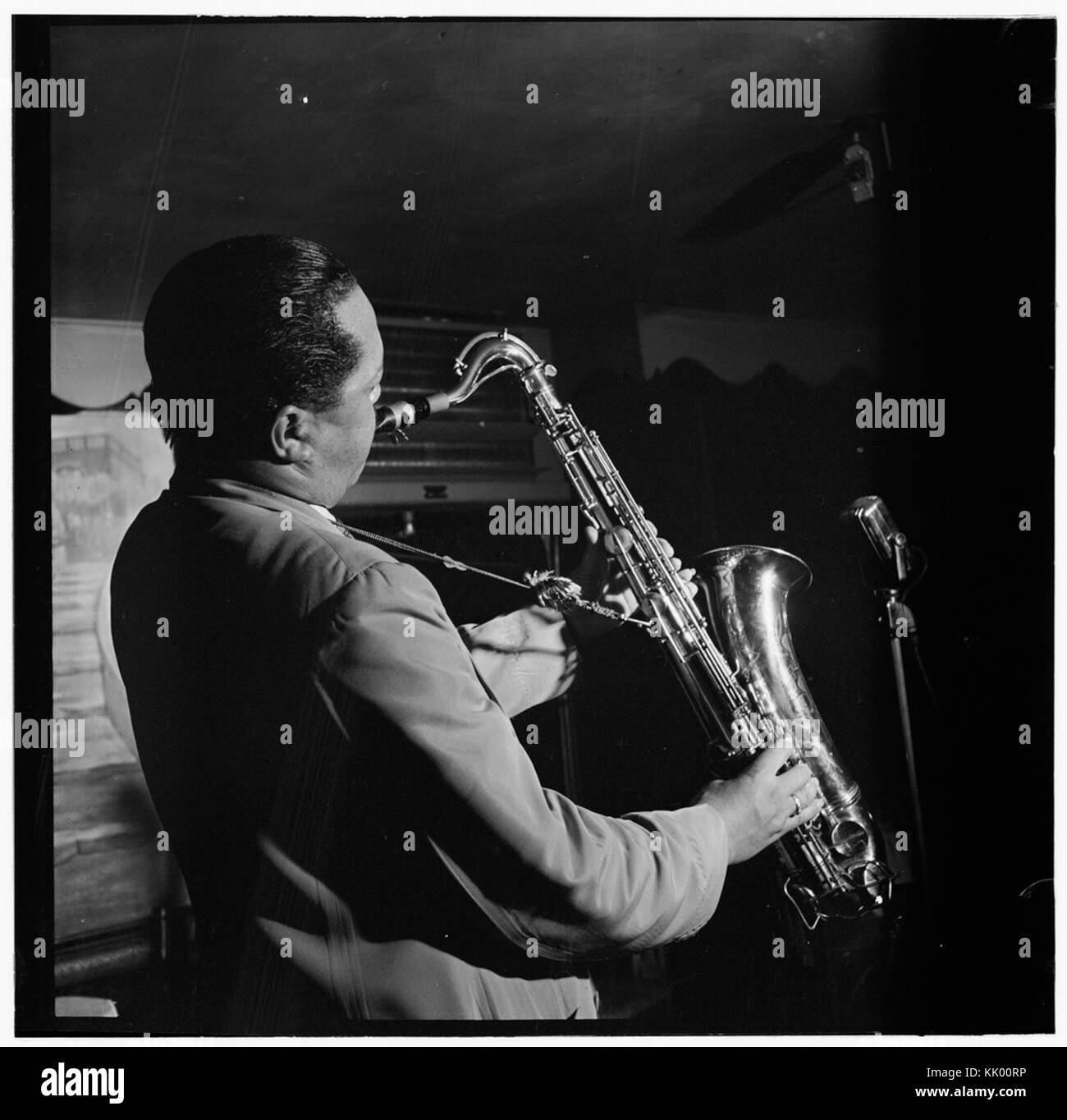 This portrait captures Lester Young, a renowned American jazz ...