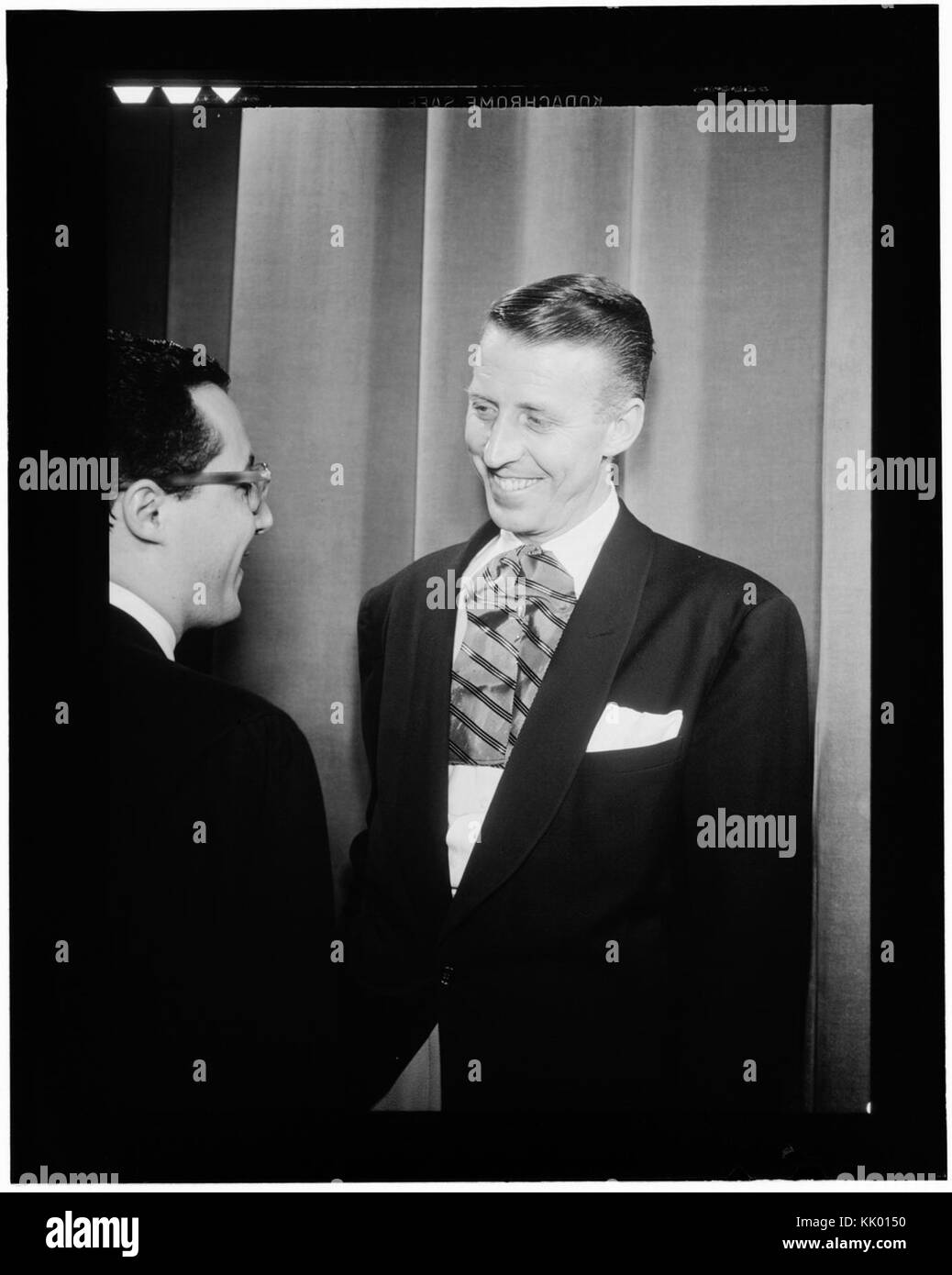 A portrait of musicians Stan Kenton and Pete Rugolo, taken in 1947 or ...