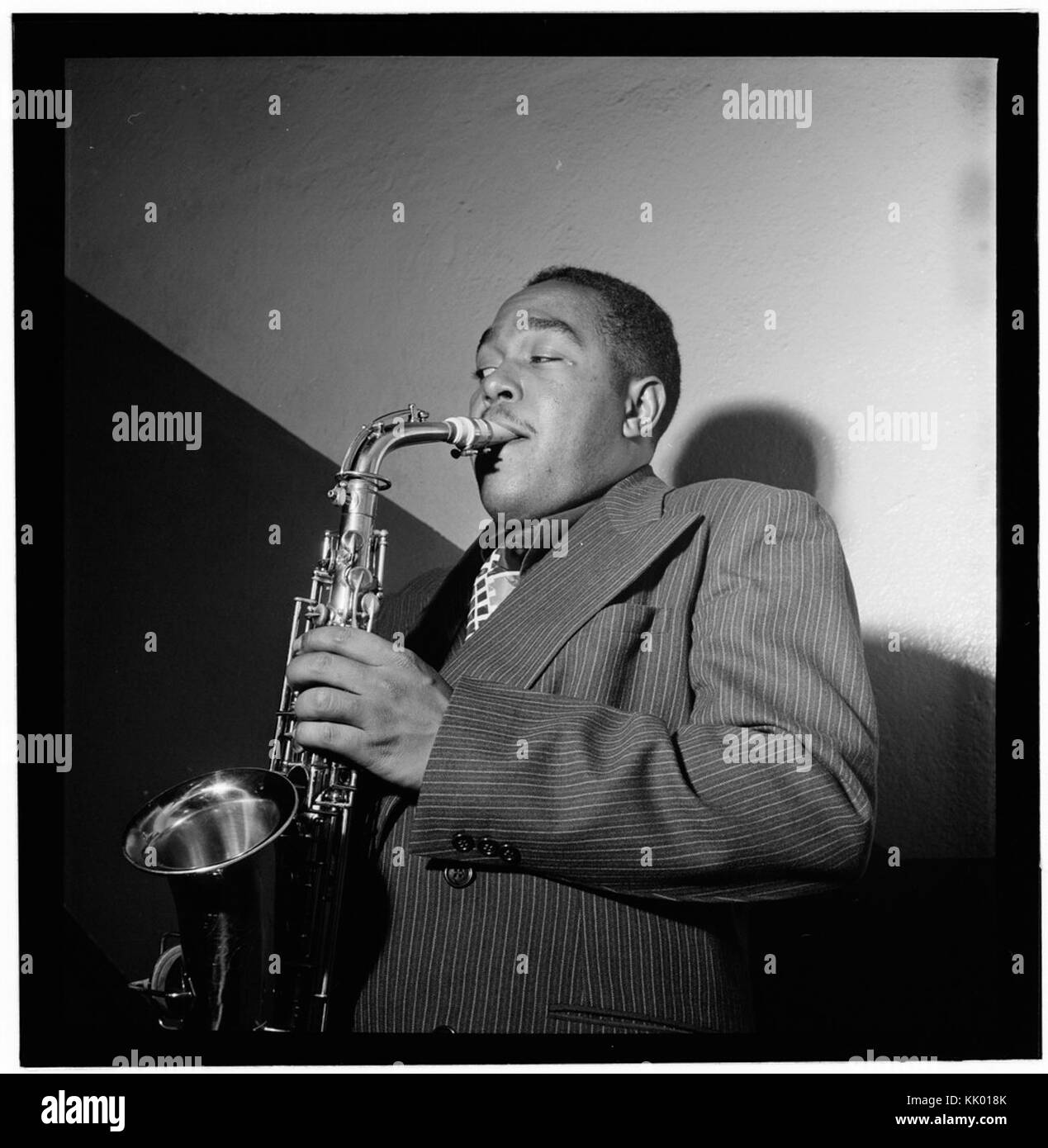 This iconic portrait shows legendary jazz saxophonist Charlie Parker ...